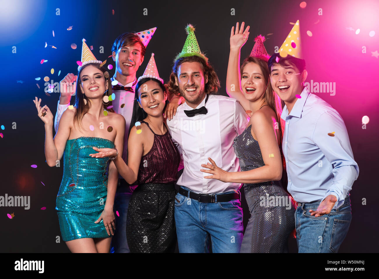 Group of friends celebrating Birthday in night club Stock Photo - Alamy