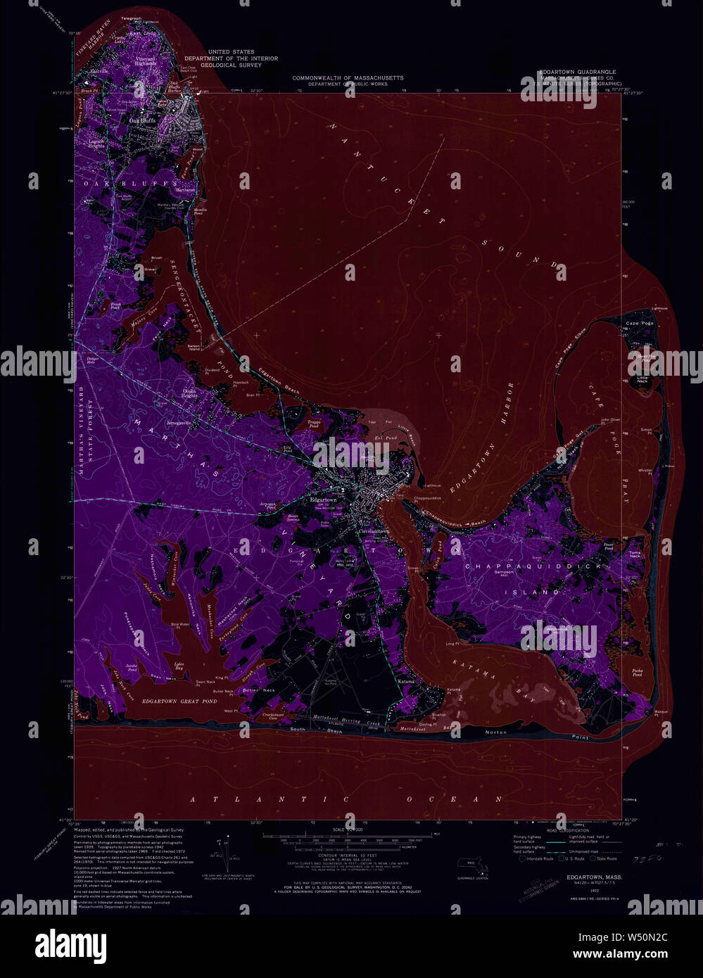 Massachusetts USGS Historical Topo Map MA Edgartown 350123 1972 24000 ...