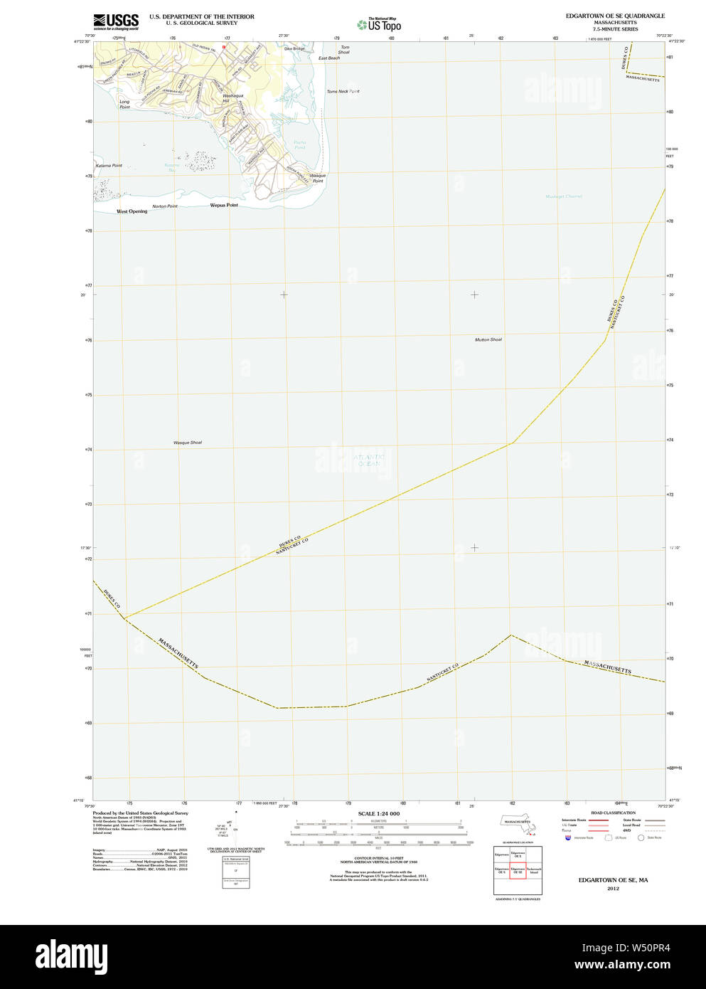 Massachusetts USGS Historical Topo Map MA Edgartown OE SE 20120522 TM ...