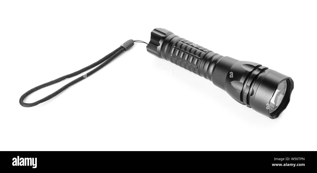 Modern flashlight on white background Stock Photo - Alamy