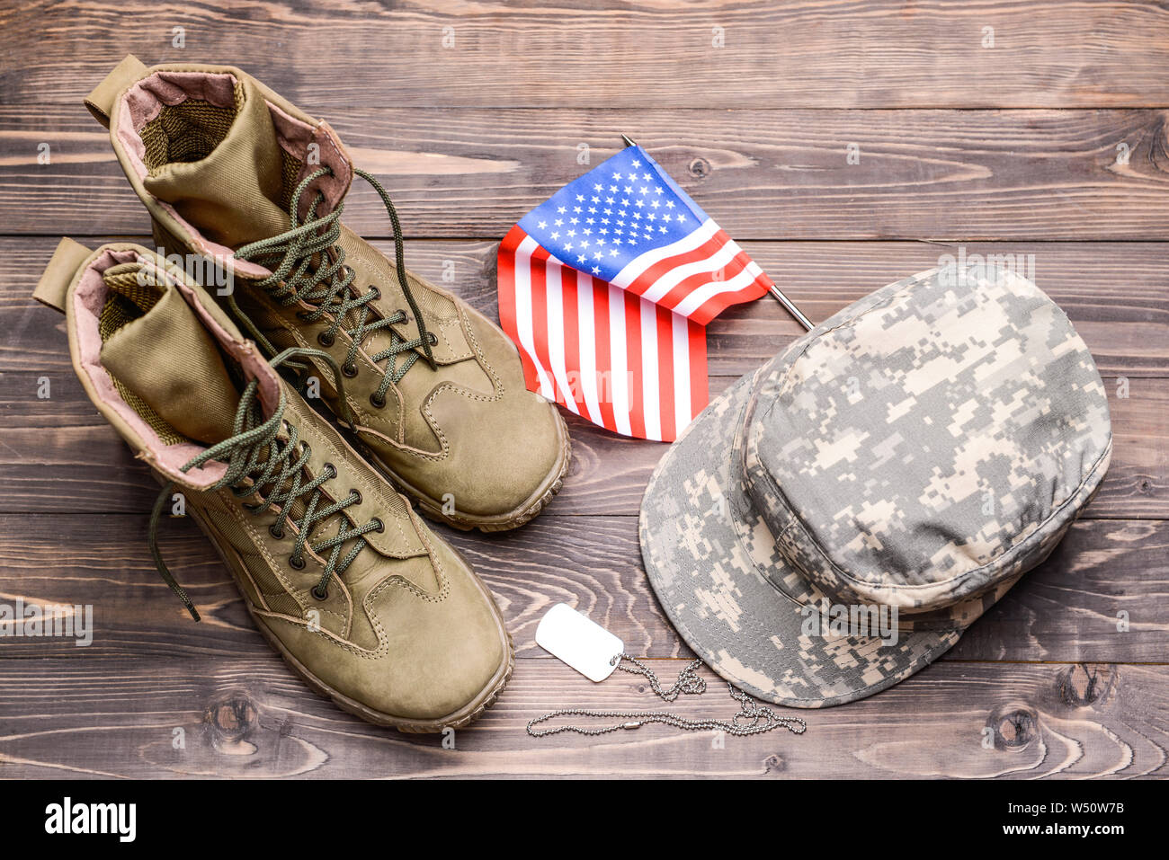 Army Combat Boots And Dog Tags