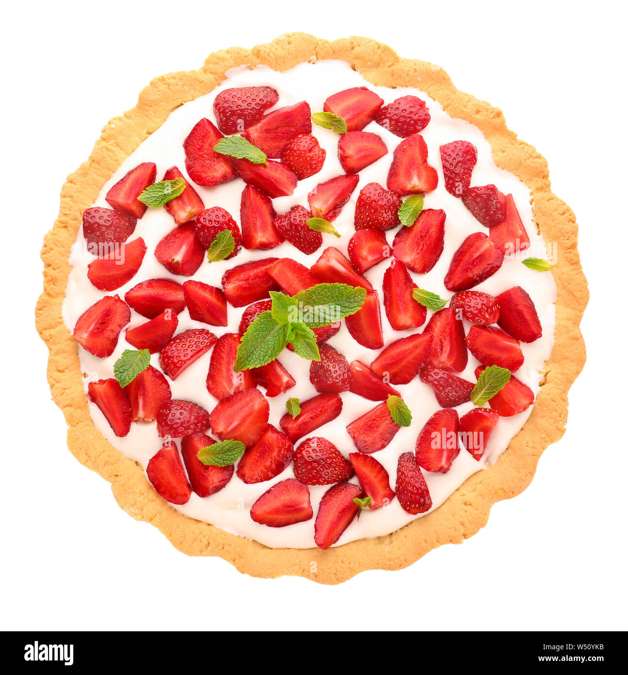 Tasty strawberry cake on white background Stock Photo - Alamy