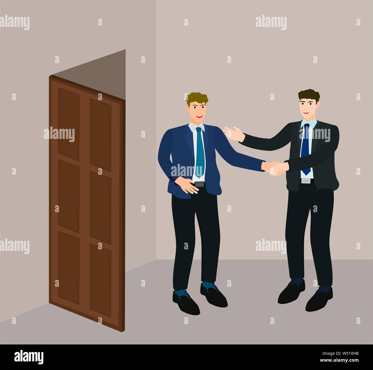 Businessman handshake success contract deal concept , vector cartoon ...