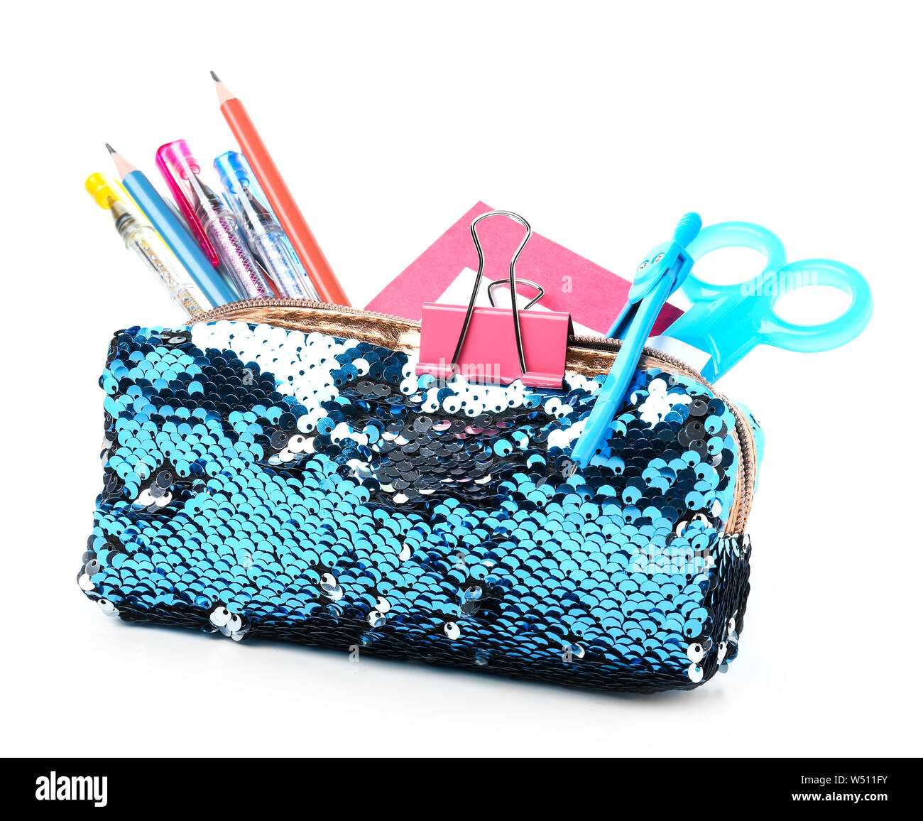 Set of school supplies on white background Stock Photo - Alamy