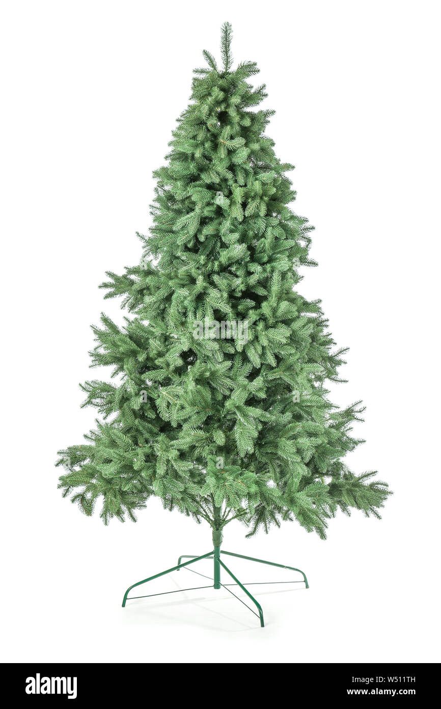 Green fir tree on white background Stock Photo - Alamy