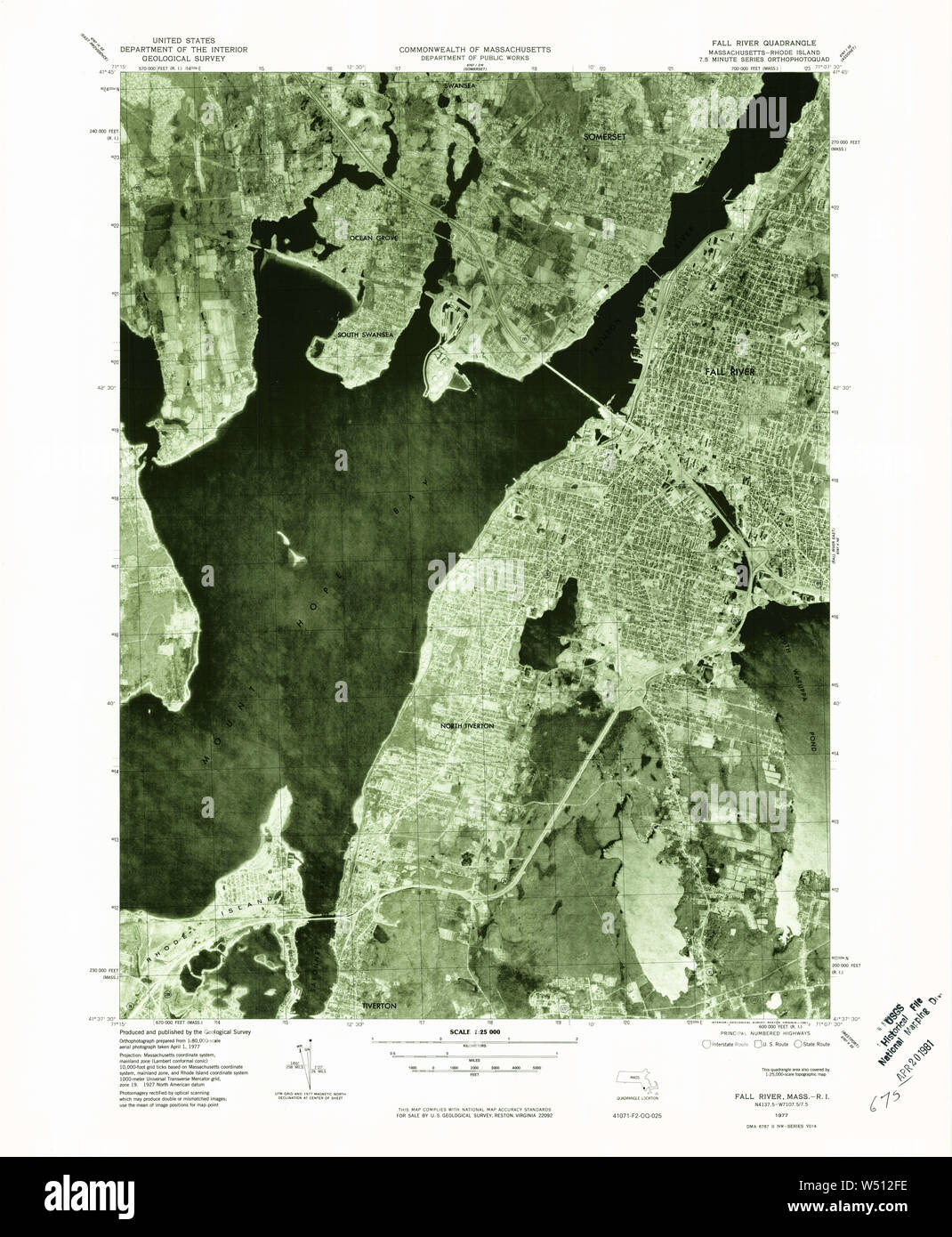Massachusetts USGS Historical Topo Map MA Fall River 350943 1977 25000 ...