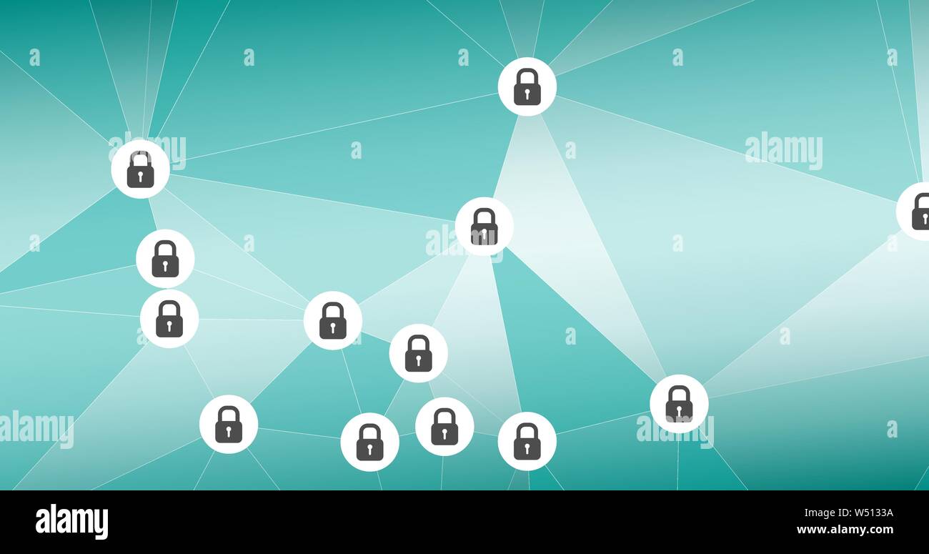Cybersecurity computers graphic lines and padlocks Stock Vector Image ...