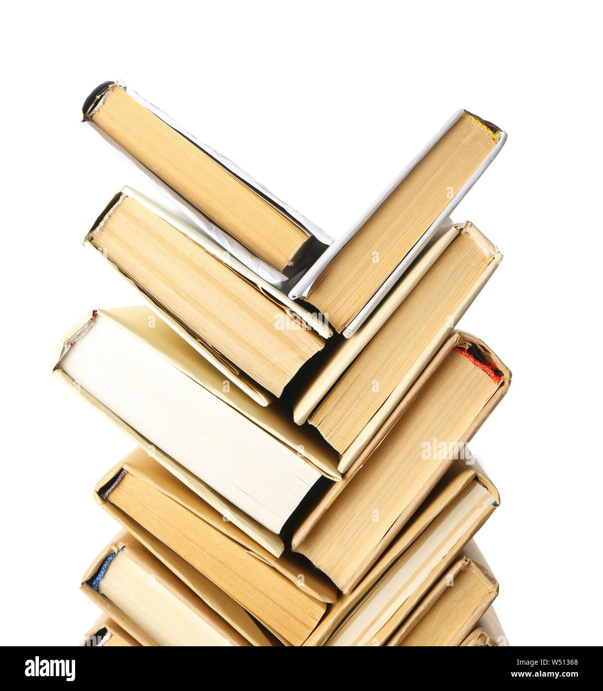 Many books on white background Stock Photo - Alamy
