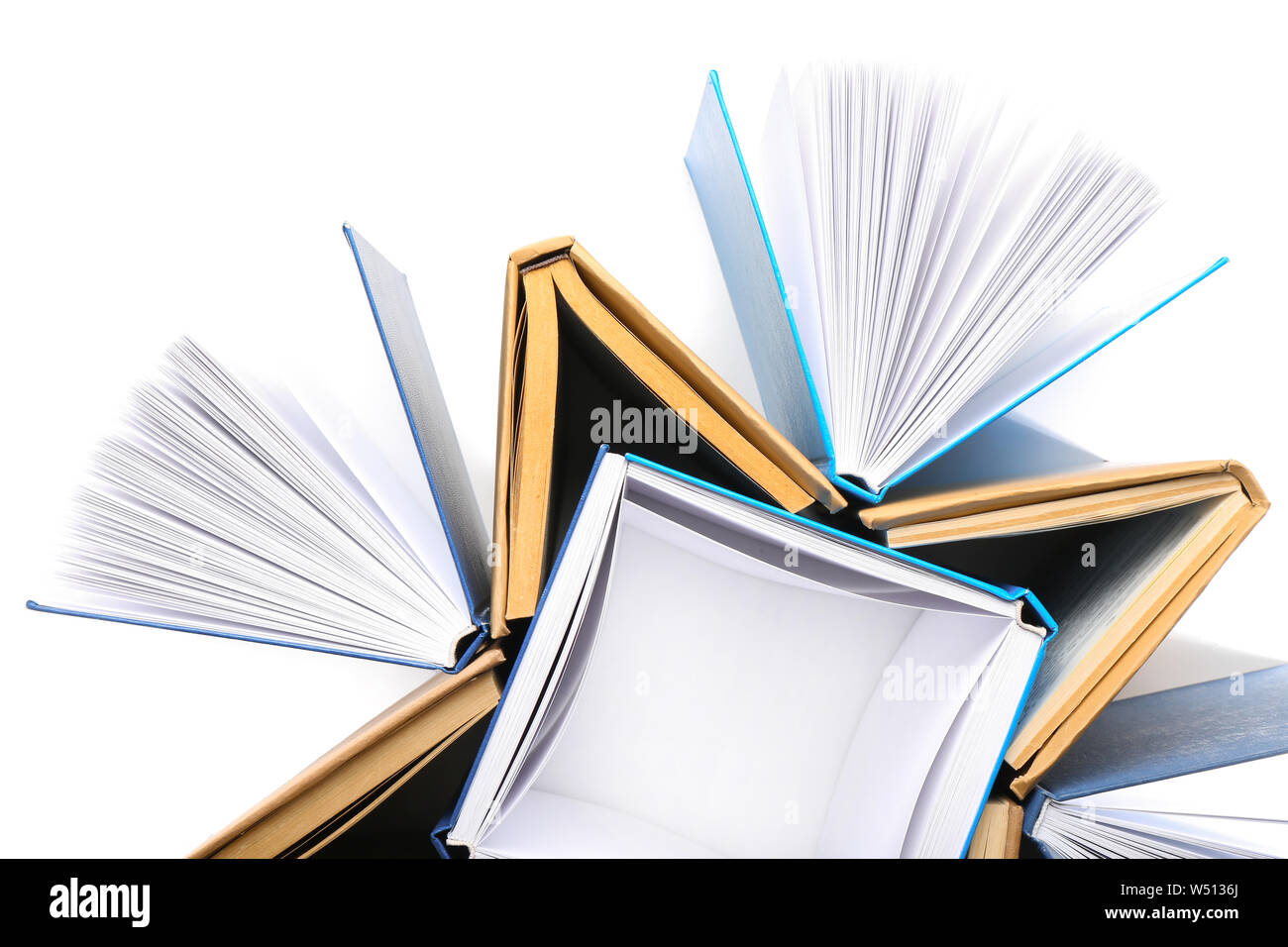 Composition with books on white background Stock Photo - Alamy