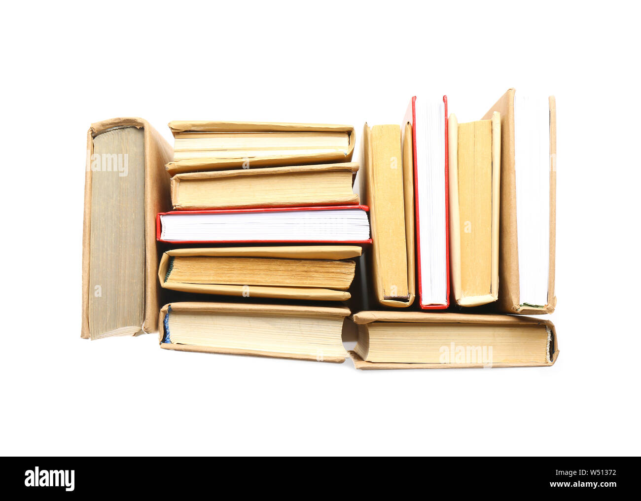 Many books on white background Stock Photo - Alamy