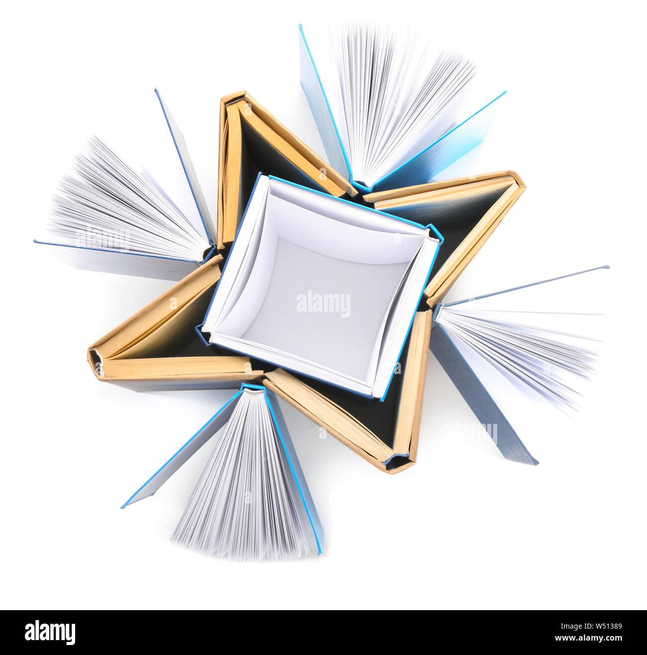 Composition with books on white background Stock Photo - Alamy