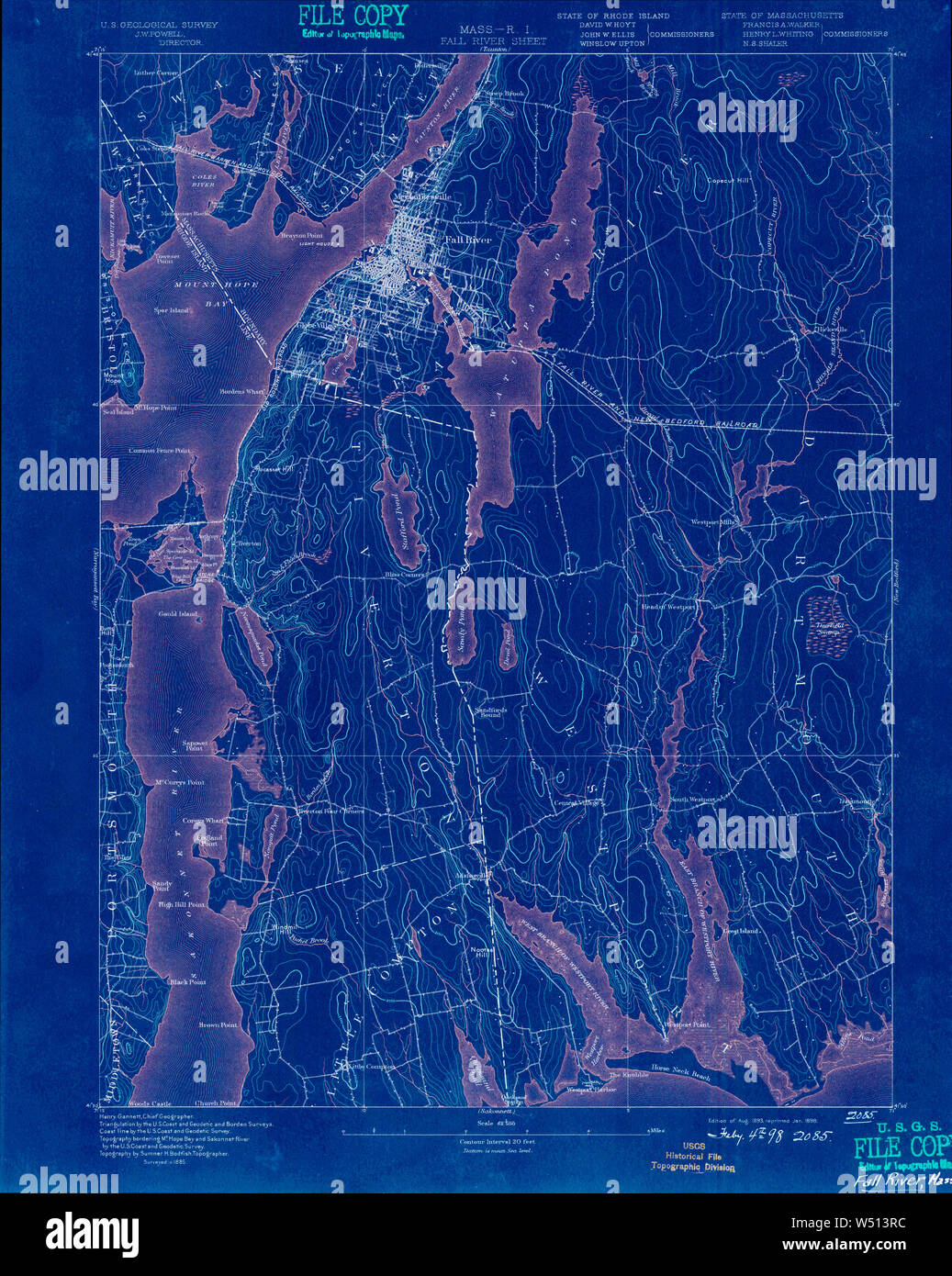Massachusetts USGS Historical Topo Map MA Fall River 352616 1893 62500 ...