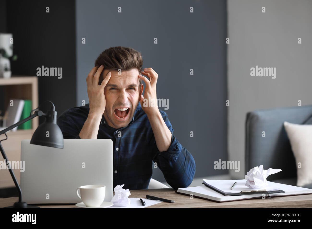 Stressed man table screaming hi-res stock photography and images - Alamy