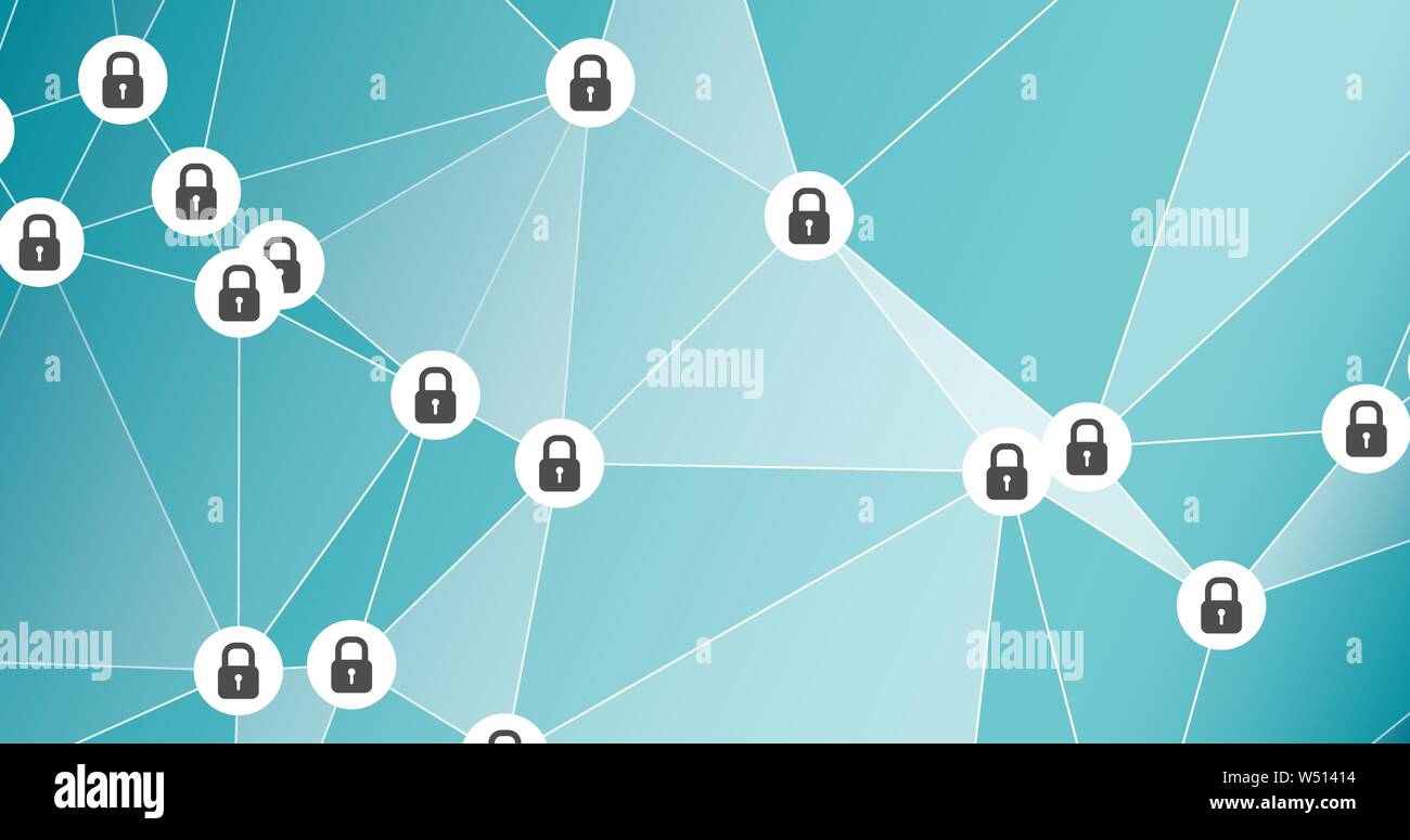Digital transformation security, connected abstract shapes Stock Vector ...