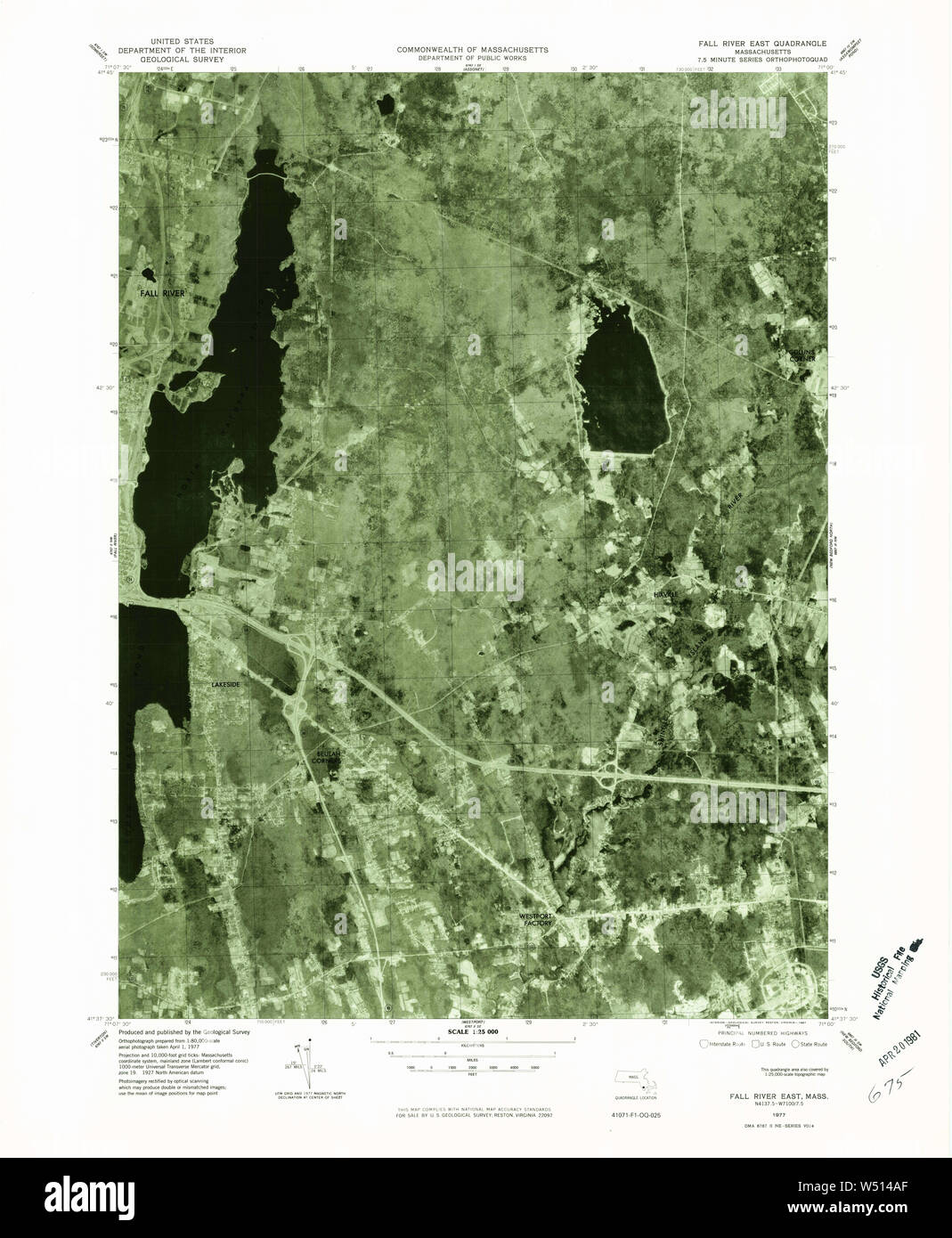 Massachusetts USGS Historical Topo Map MA Fall River East 350945 1977 ...