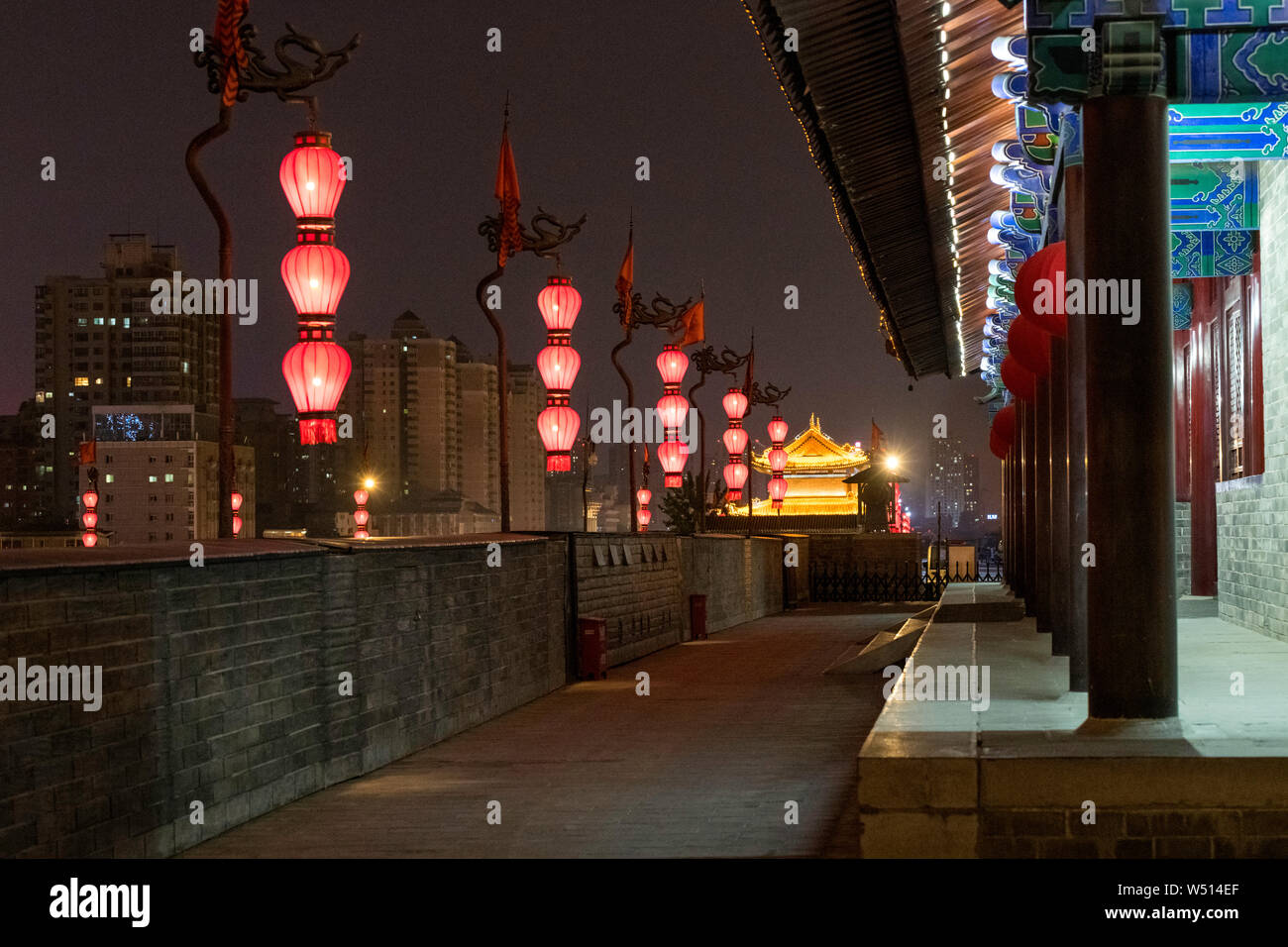 ancient buildings, china, xian illuminated night Stock Photo - Alamy