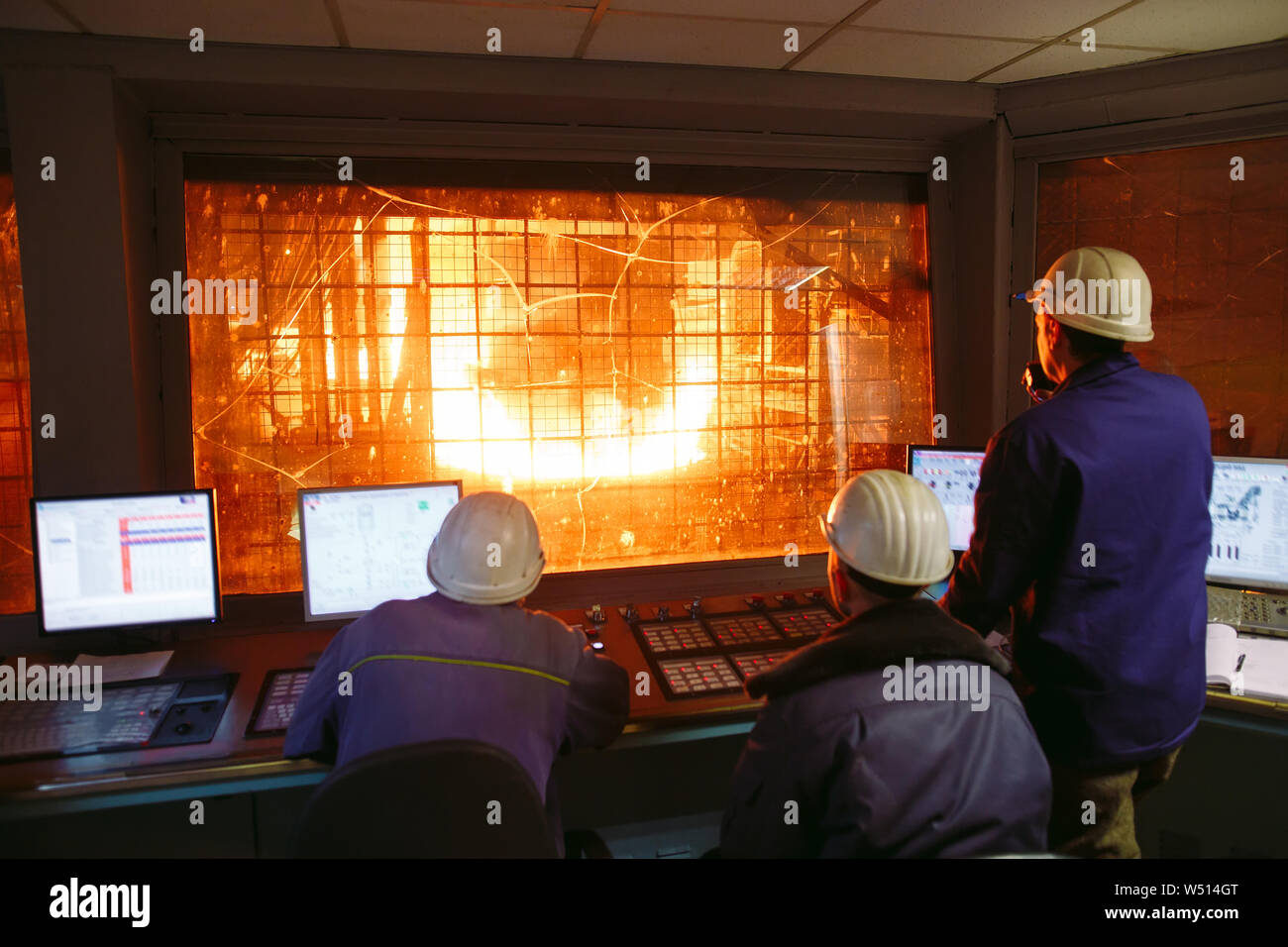 Control panel. Plant for the production of steel Stock Photo - Alamy