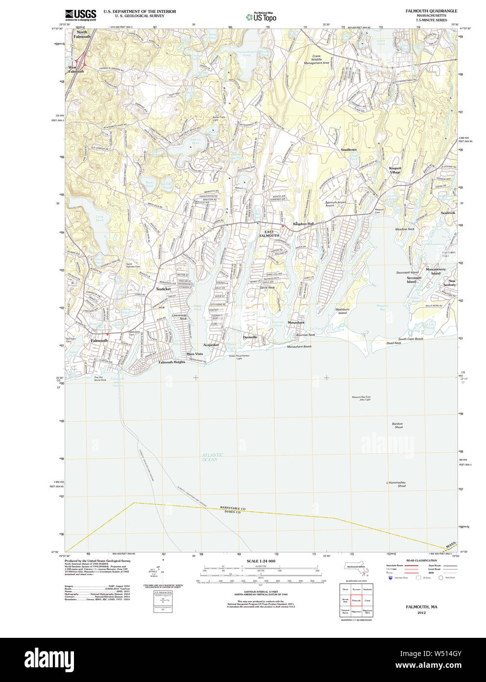 Massachusetts USGS Historical Topo Map MA Falmouth 20120606 TM ...