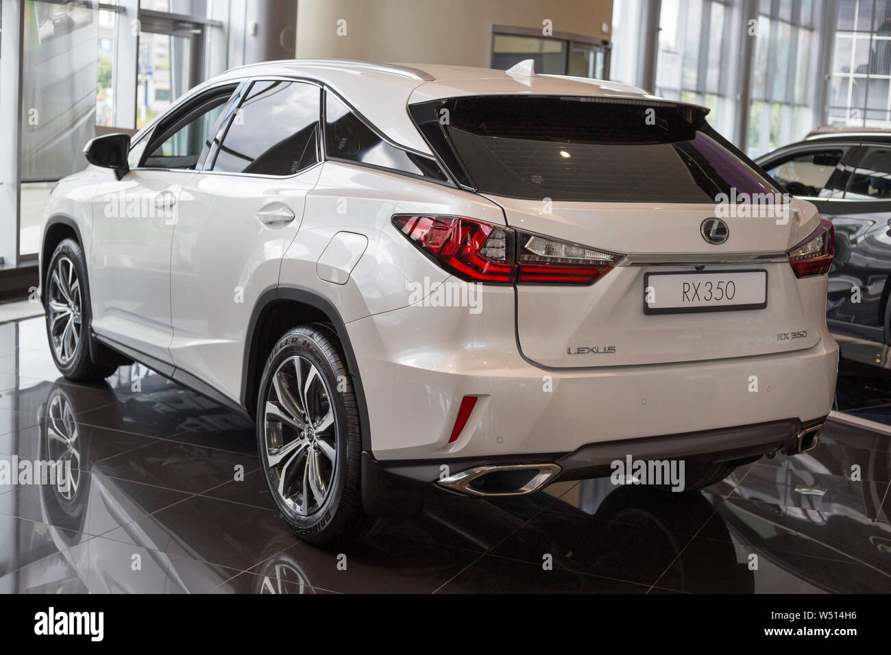 Russia, Izhevsk - July 21, 2019: New modern car RX 350 in the Lexus ...