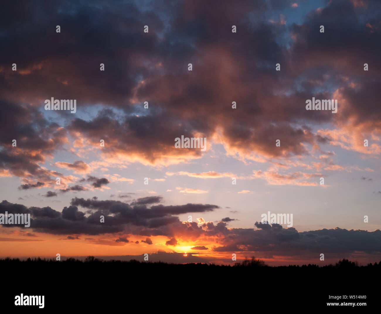 Panorama of sunset and cloudscape near Cologne, Germany Stock Photo - Alamy
