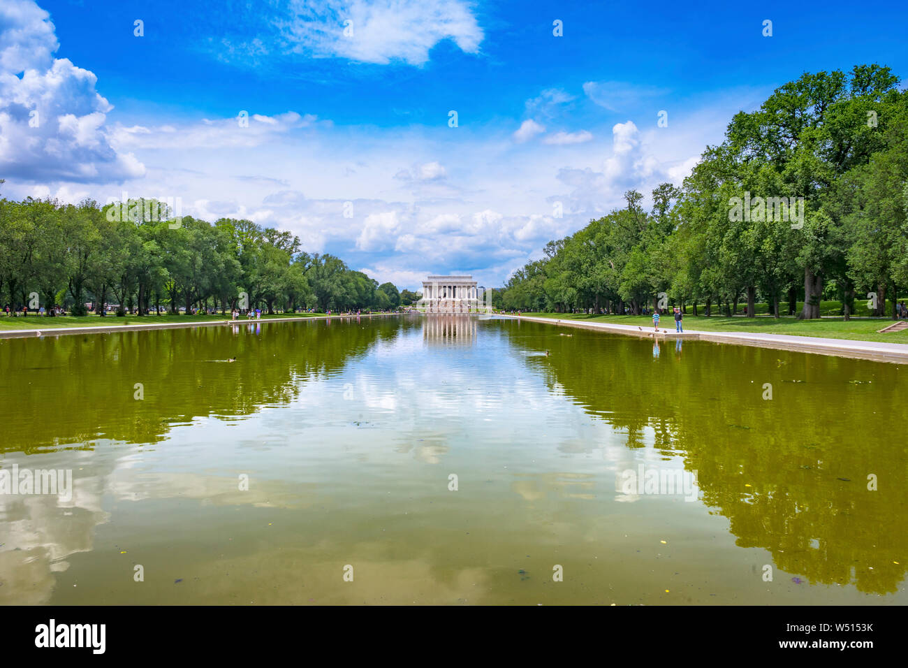 Reflecting Pool Reflection Abraham Lincoln Statue Memorial Columns ...