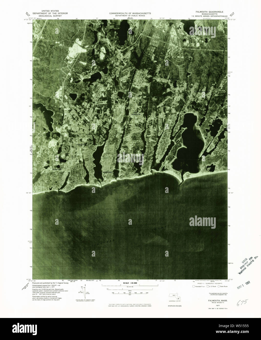 Massachusetts USGS Historical Topo Map MA Falmouth 350949 1977 25000 ...