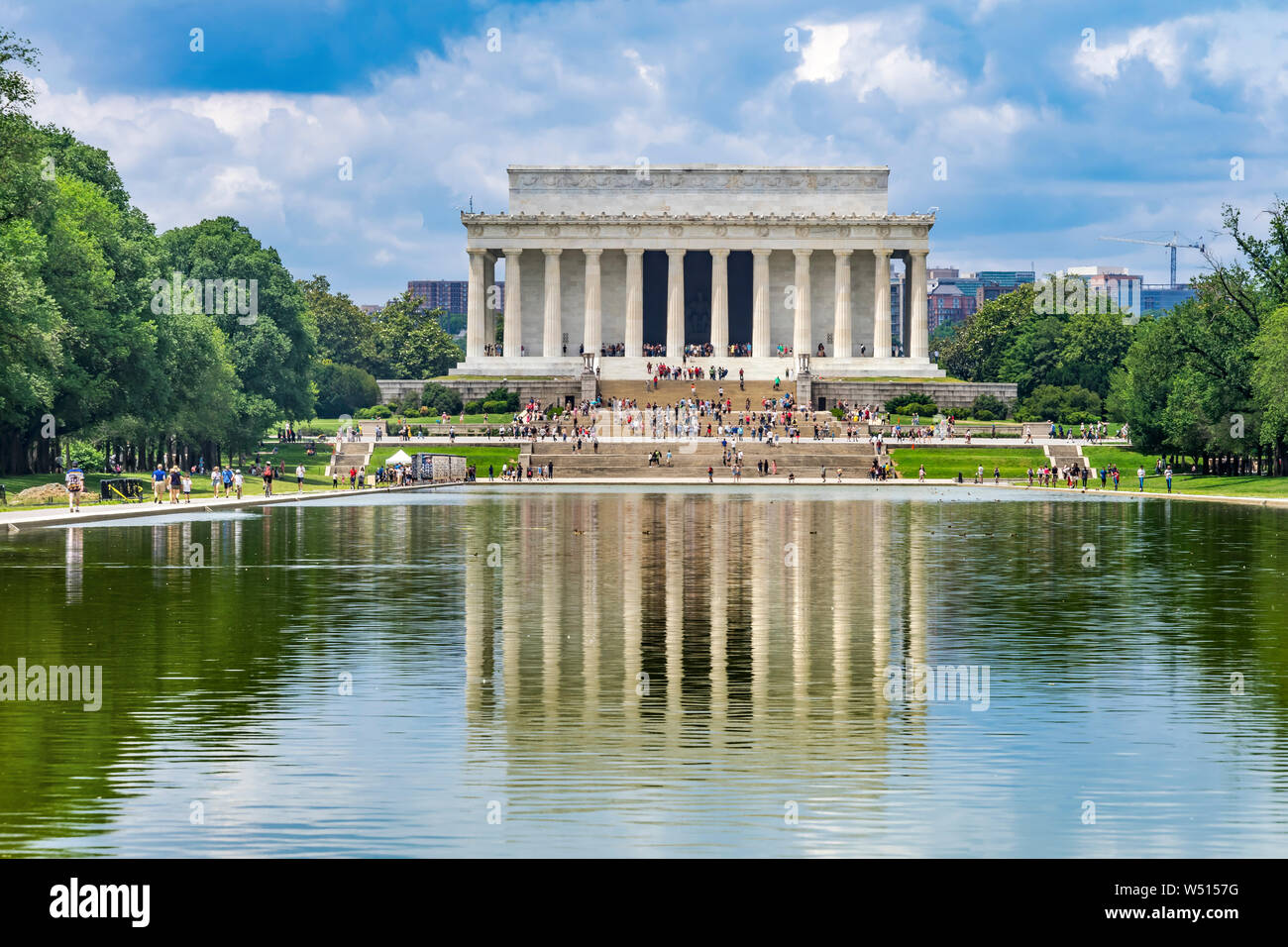 Reflecting Pool Reflection Abraham Lincoln Statue Memorial Columns ...