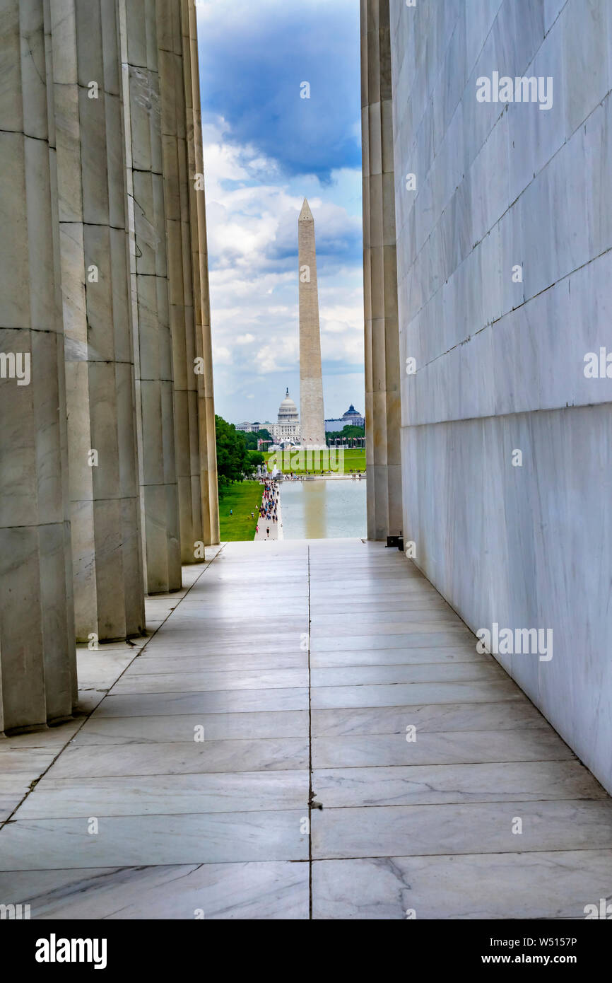 Tall White Columns Washington Monument Capitol Hill Lincoln Memorial ...