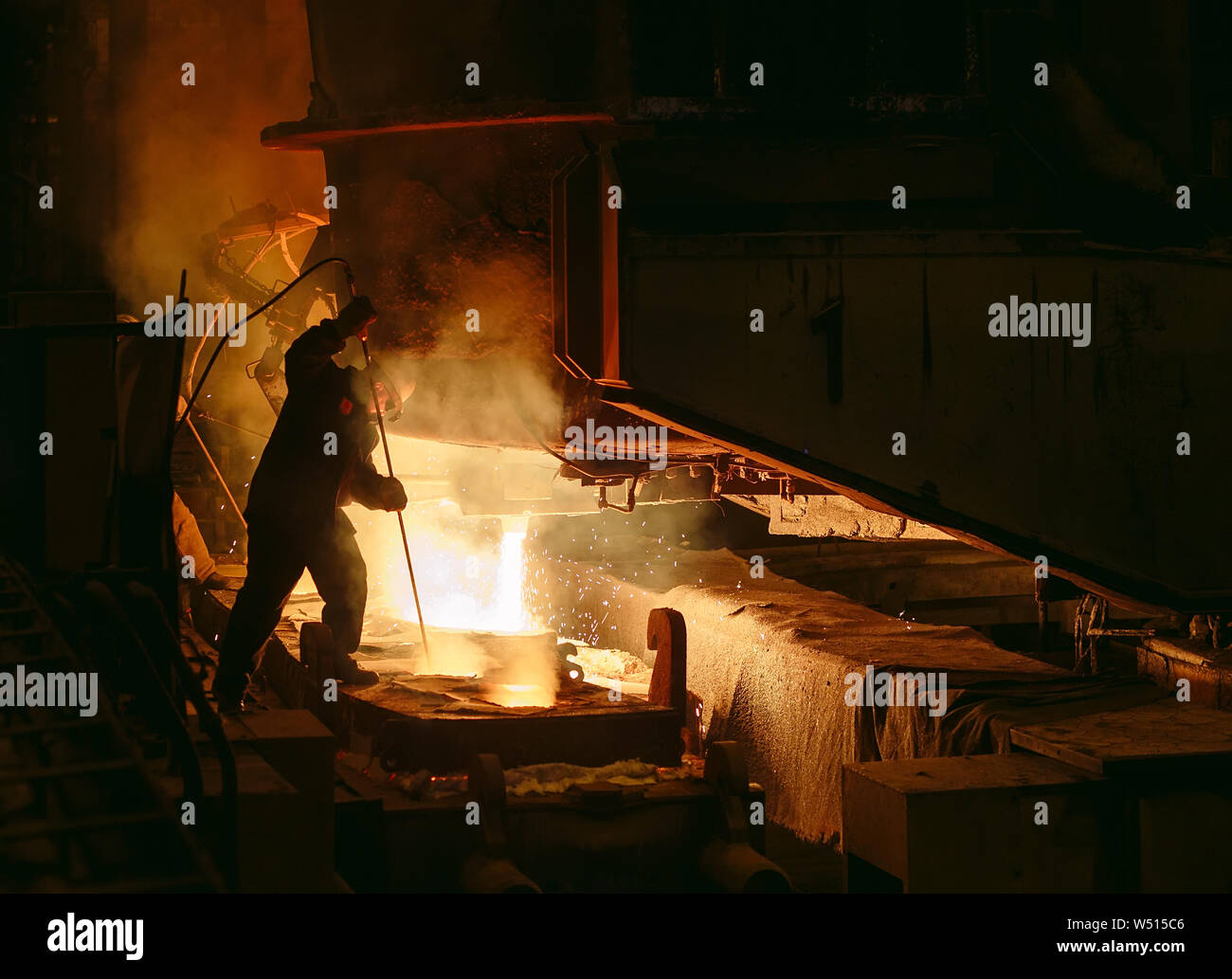 Plant for the production of steel. An electric melting furnace. Factory ...