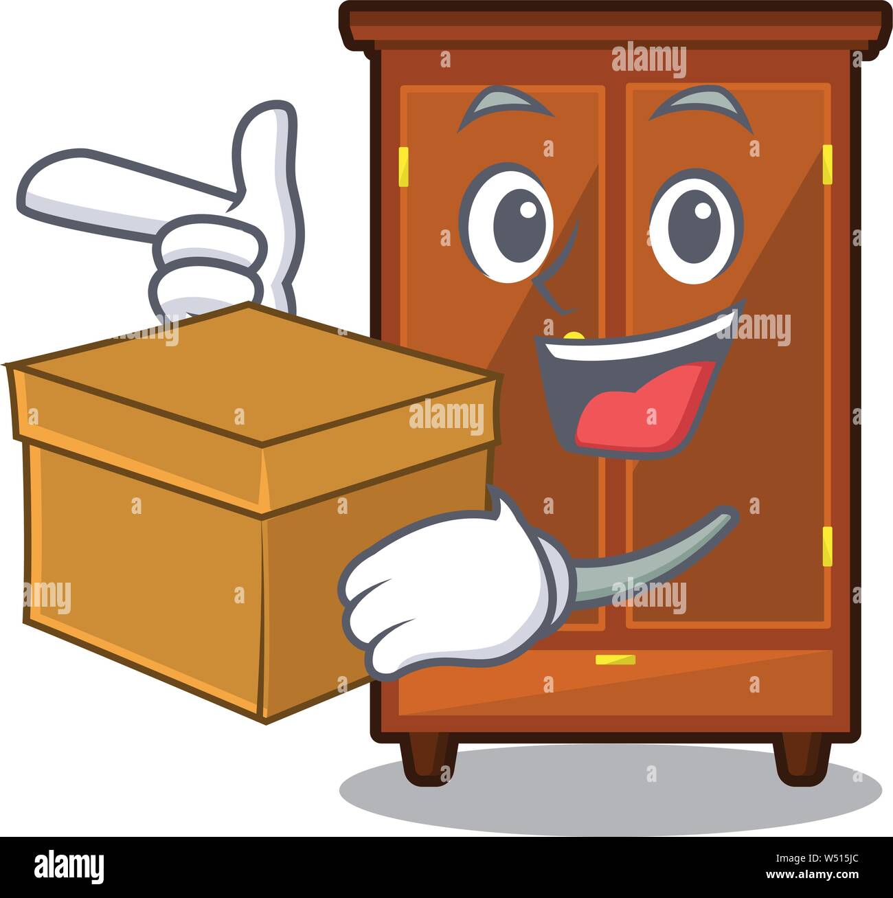 With box wardrobe in the a character shape vector illustration Stock ...