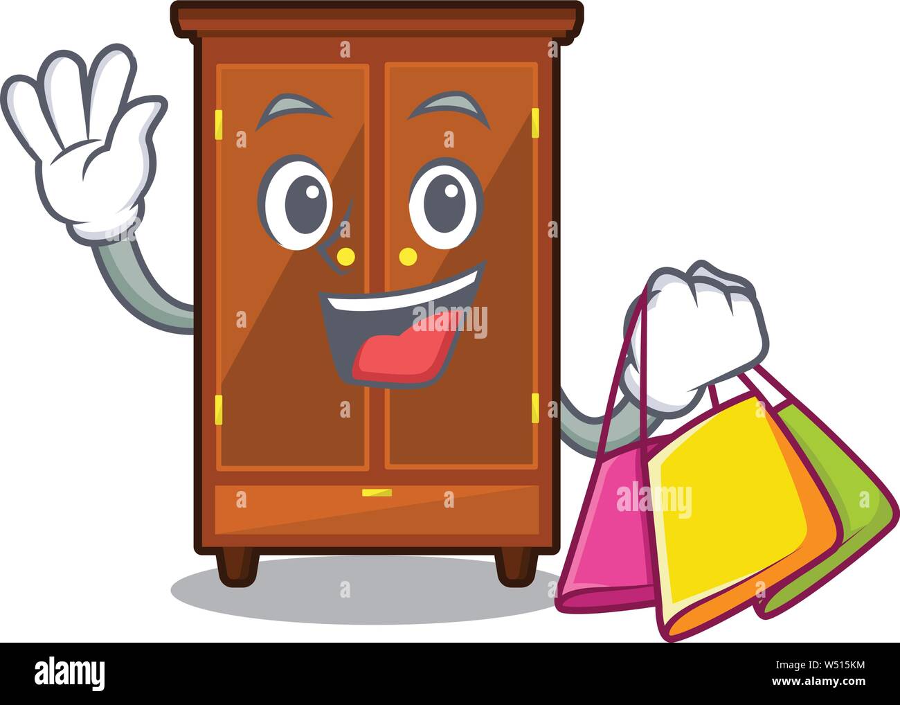 Shopping wardrobe in the a character shape vector illustration Stock ...