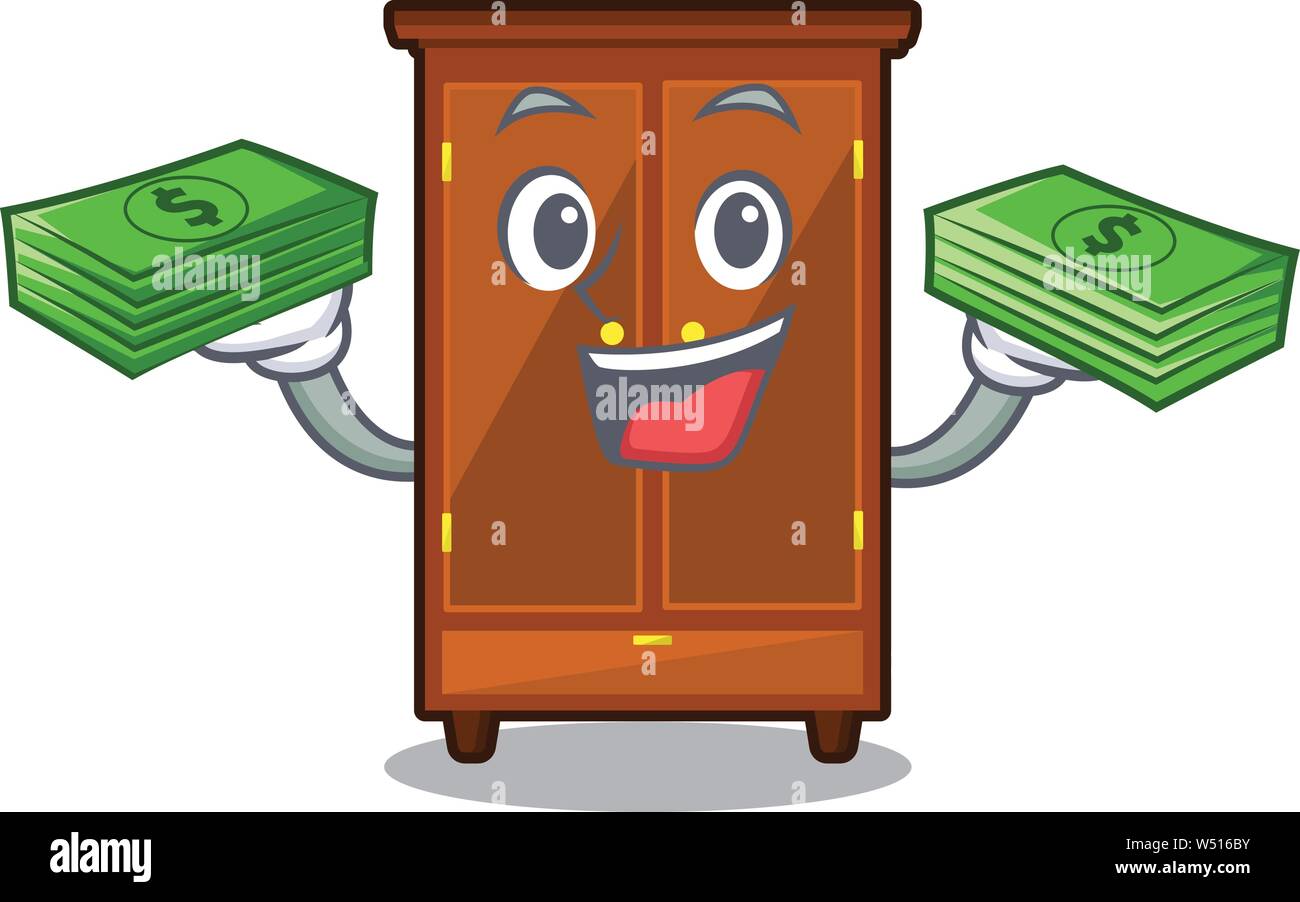 With money bag wardrobe isolated in the a cartoon vector illustration ...