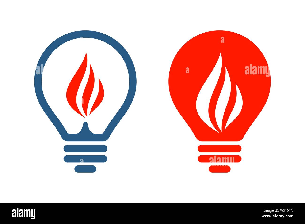 Bulb symbols with flame sign on white background. Bulb icon design ...