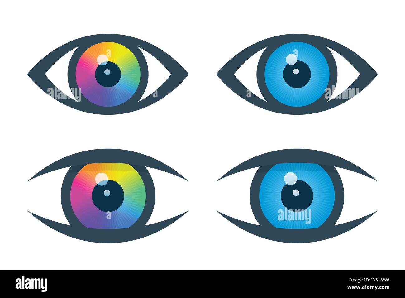 Eye symbols with colorful eyeball on white background. Vision icon ...