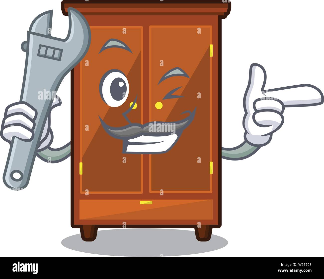 Mechanic wardrobe next to the cartoon chair vector illustration Stock ...