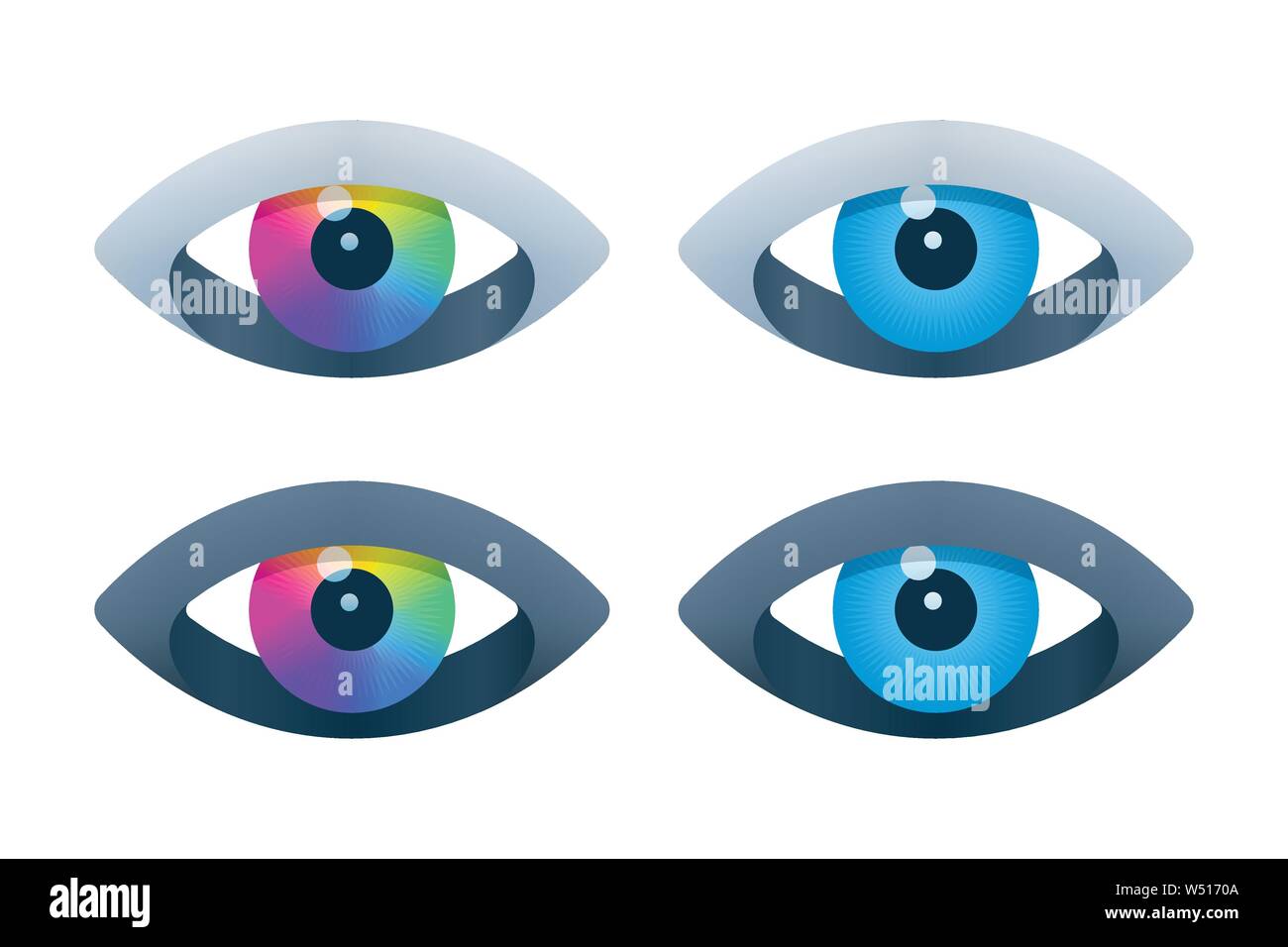 Three dimensional eye symbols with colorful eyeball. Vision icon design ...