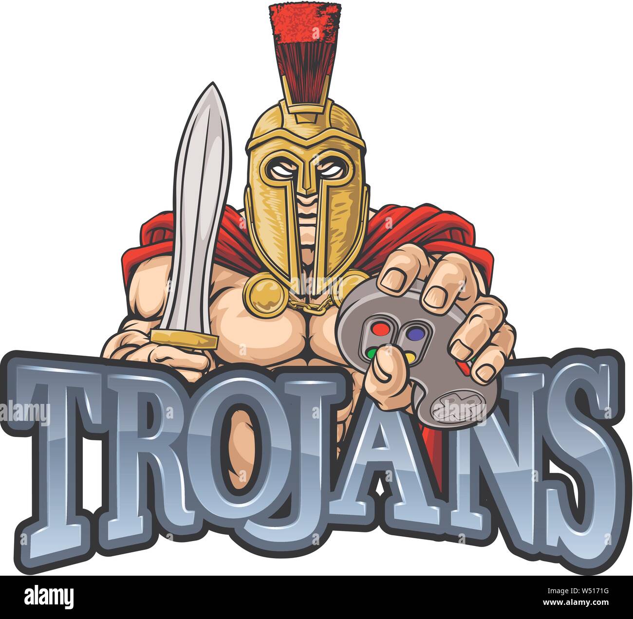 Trojan Spartan Gamer Warrior Controller Mascot Stock Vector Image & Art ...