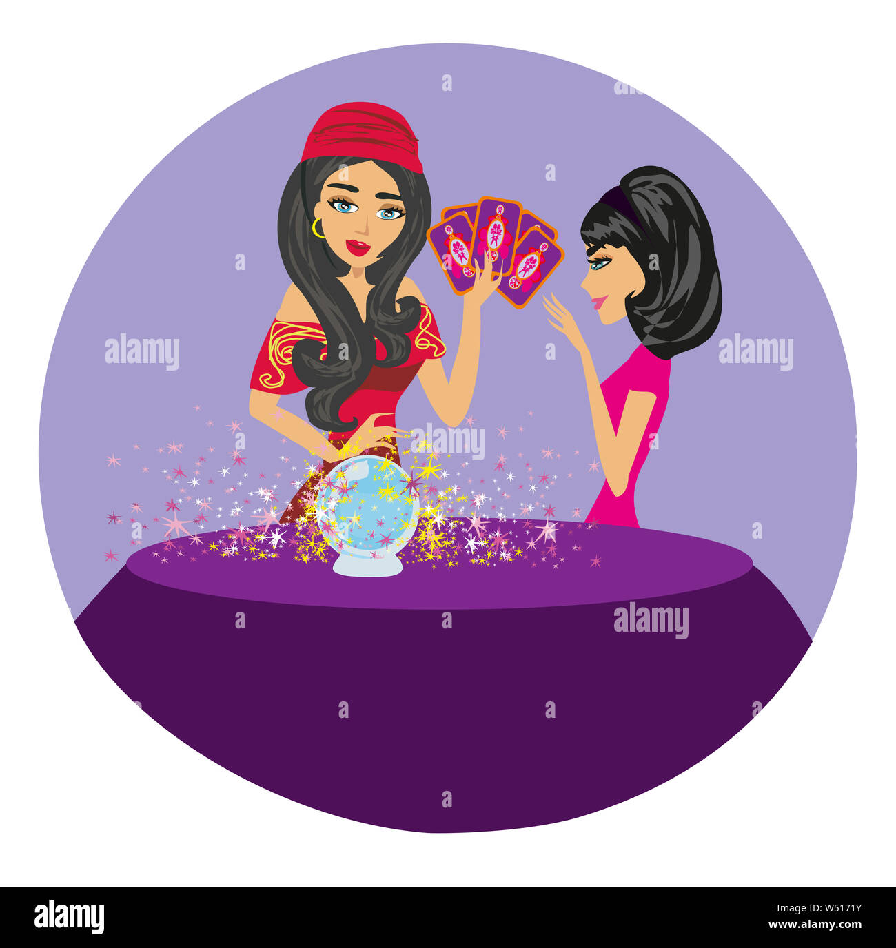 Fortune teller woman reading future on magical crystal ball Stock Photo ...