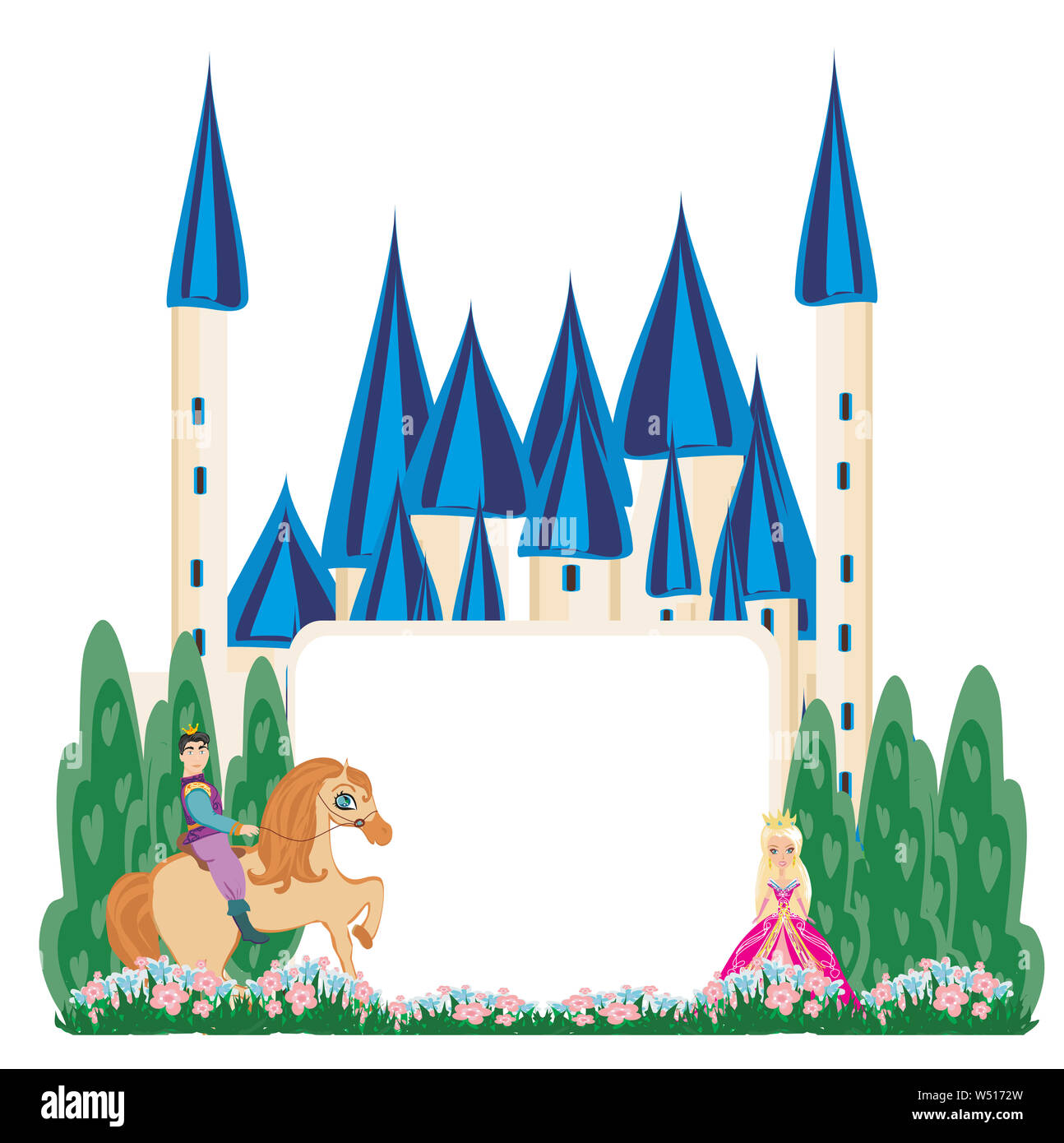 Prince riding a horse to the castle - abstract frame Stock Photo - Alamy