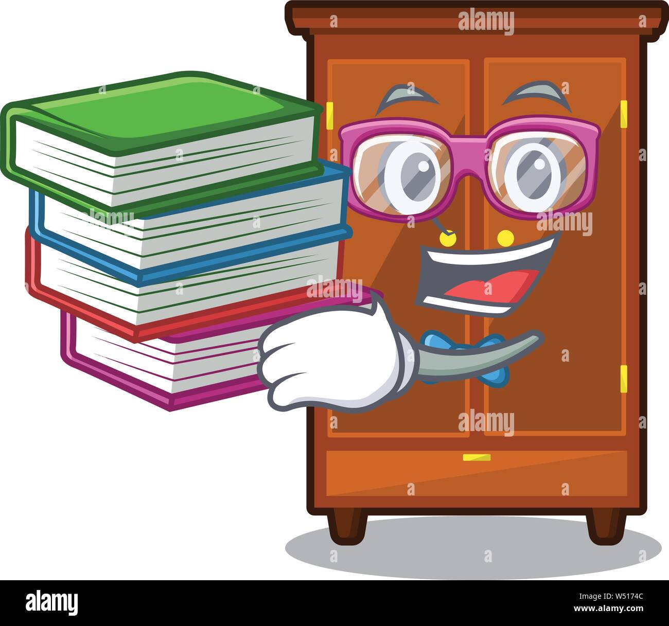 Student with book wardrobe next to the cartoon chair vector ...