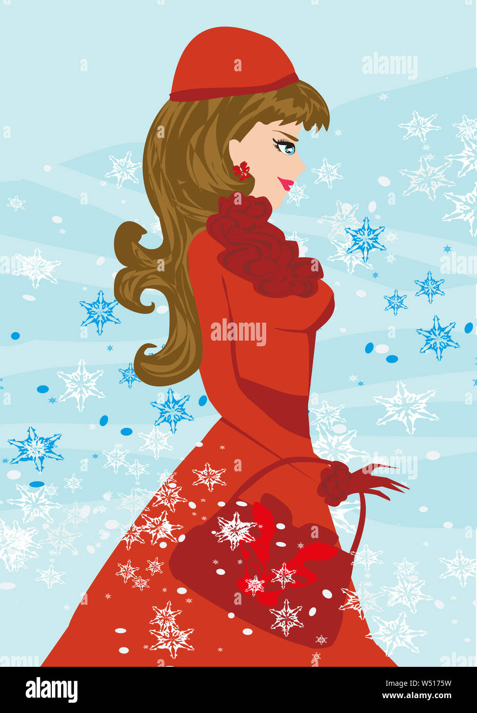 Beautiful girl on winter shopping Stock Photo - Alamy