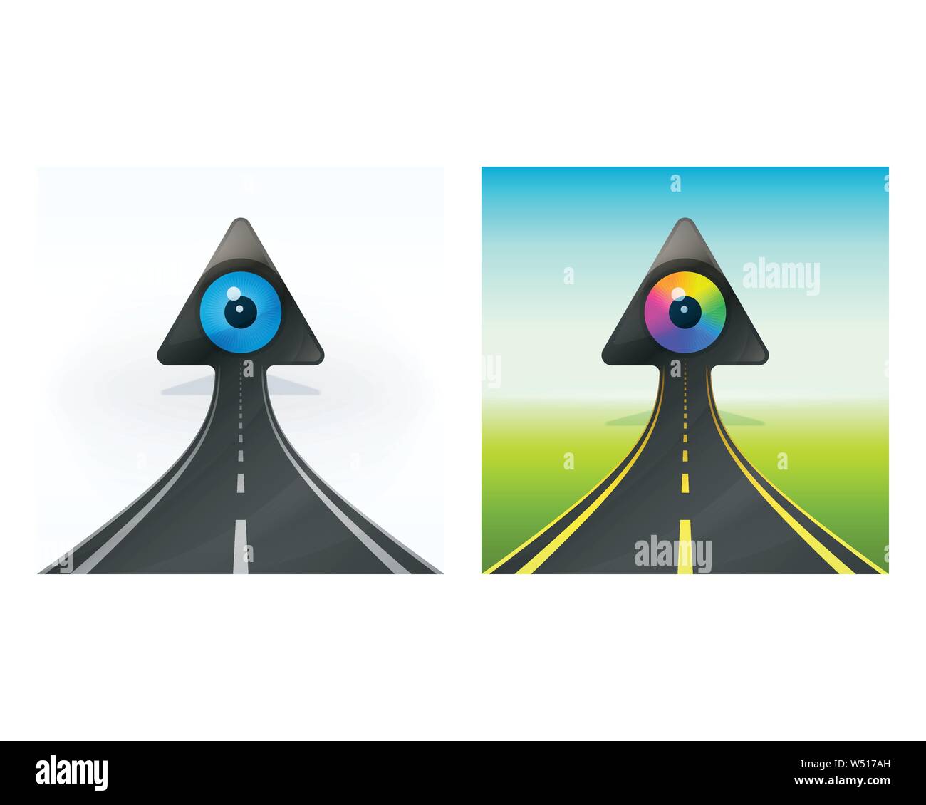 Eyeballs on rising arrows. Vision and improvement vector icons Stock ...