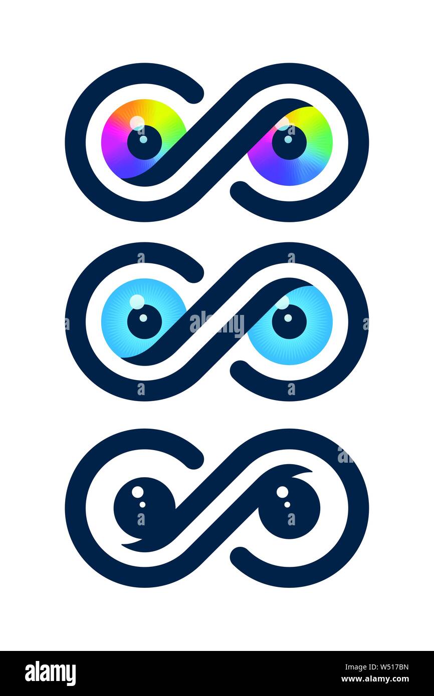 Eyeballs in infinity symbols. Vision vector icons on white background ...