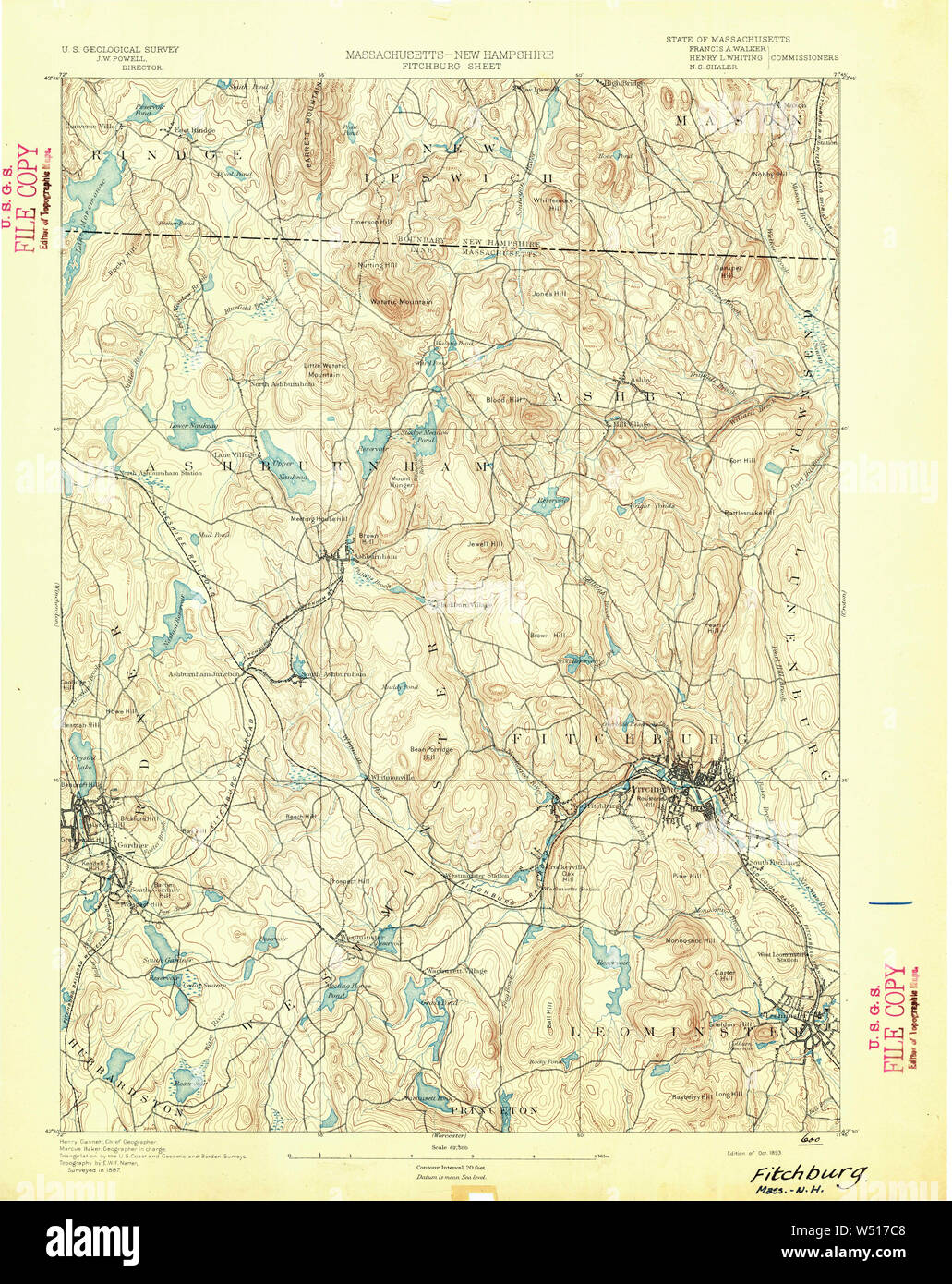 Massachusetts USGS Historical Topo Map MA Fitchburg 352648 1893 62500 ...