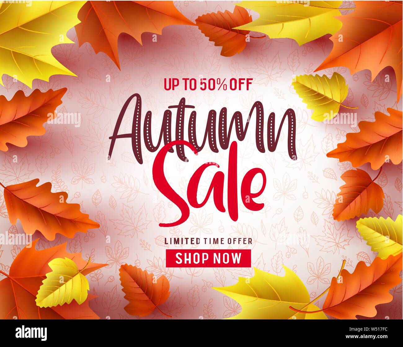 Autumn sale vector banner background. Autumn sale text and maple leaves ...