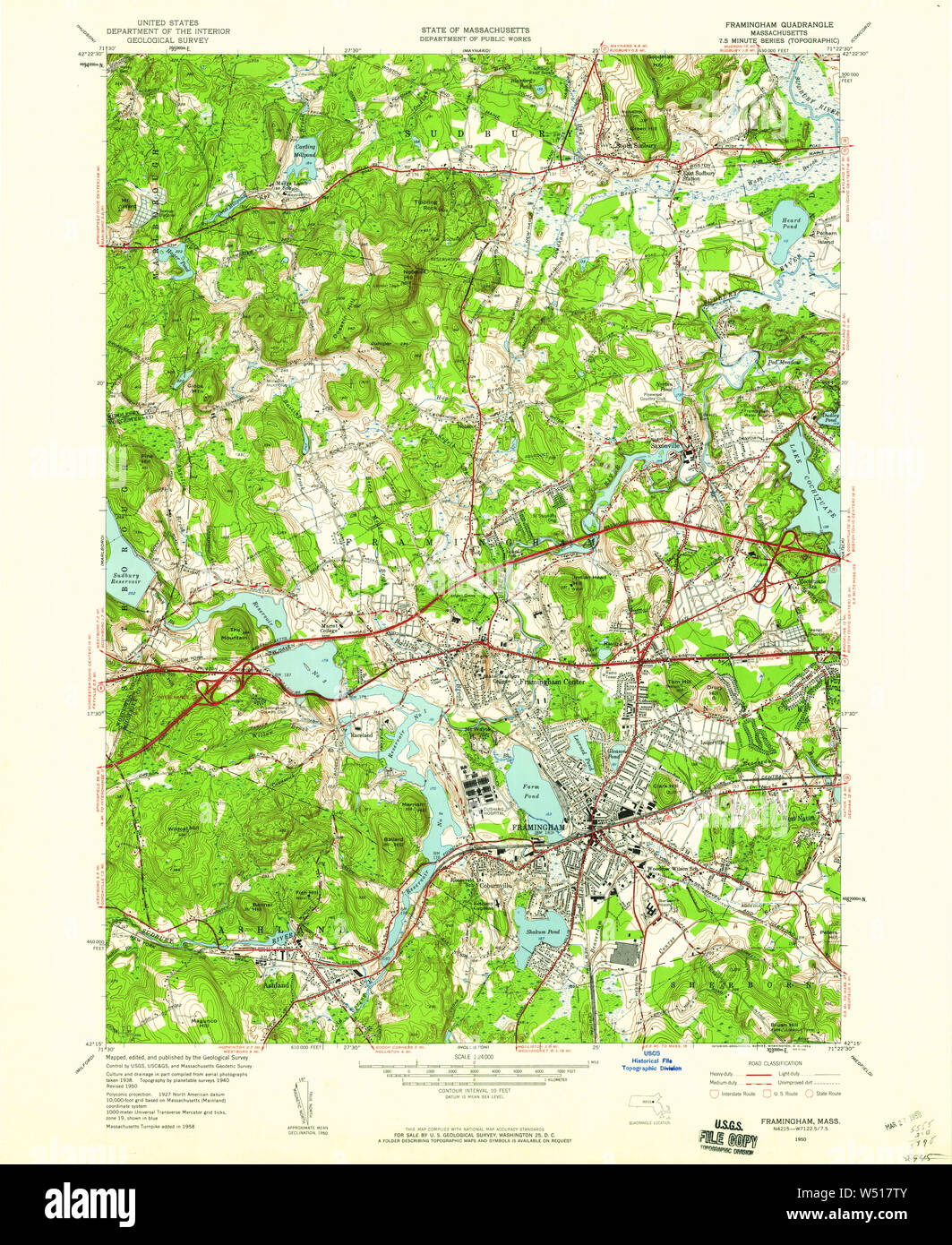 Massachusetts USGS Historical Topo Map MA Framingham 350145 1950 24000 ...