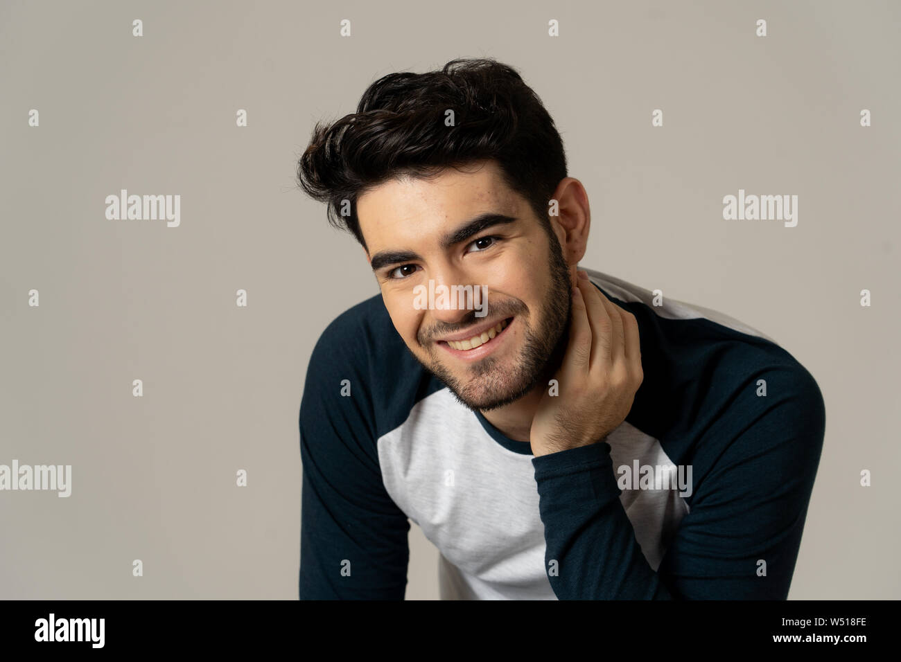 Positive human facial expressions and emotions. Portrait of handsome ...