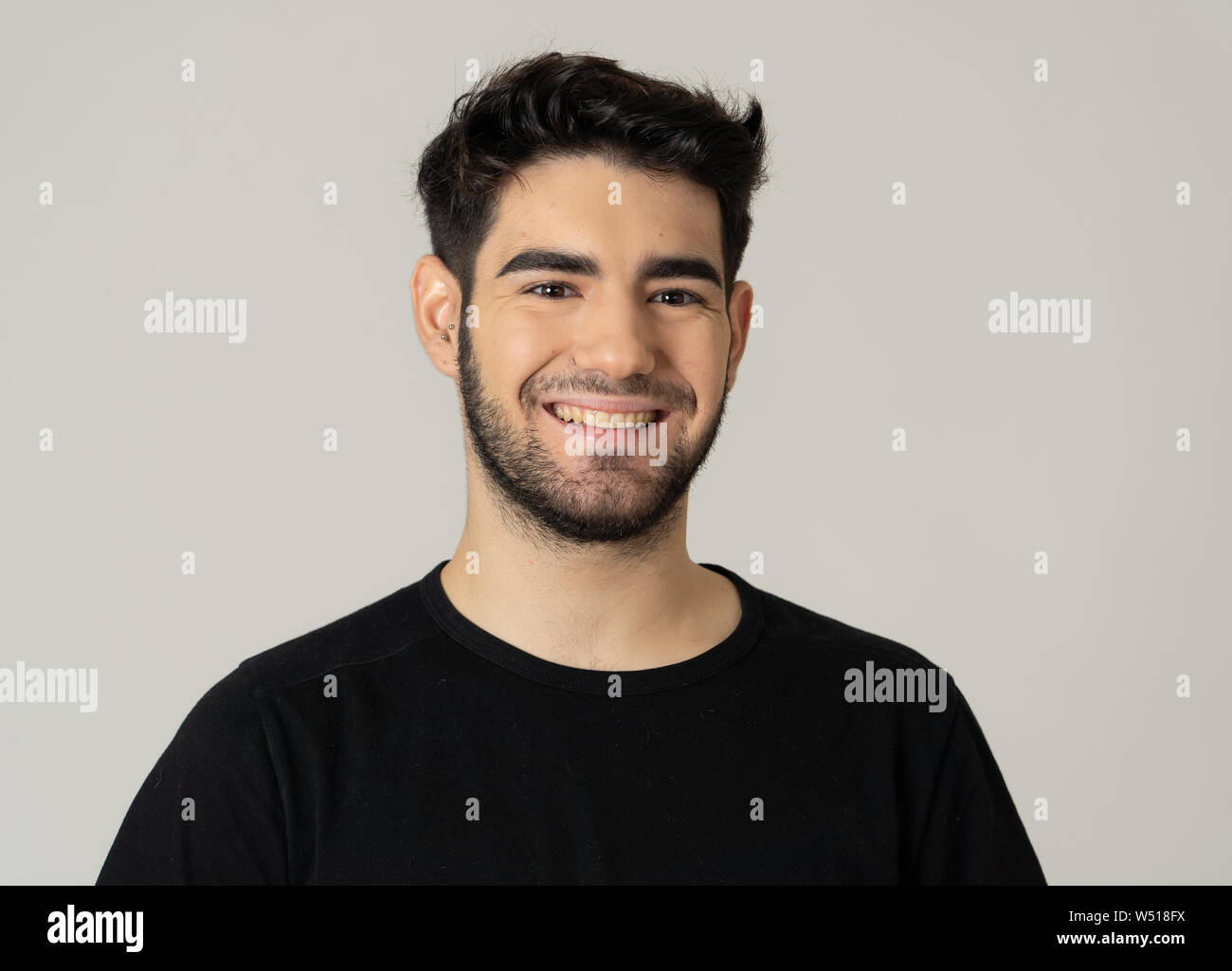 Positive human facial expressions and emotions. Portrait of handsome ...