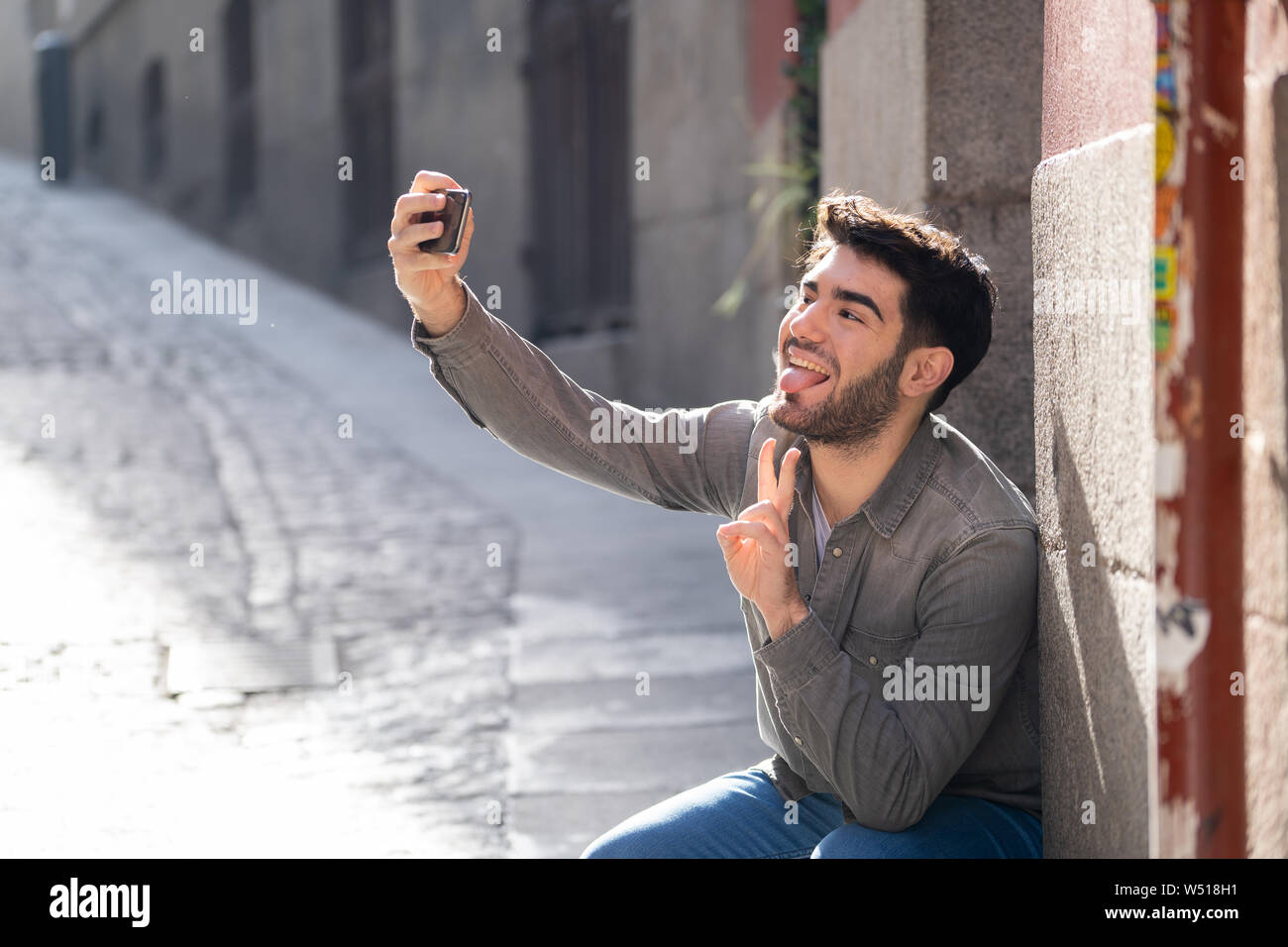 Male european student selfie hi-res stock photography and images - Alamy