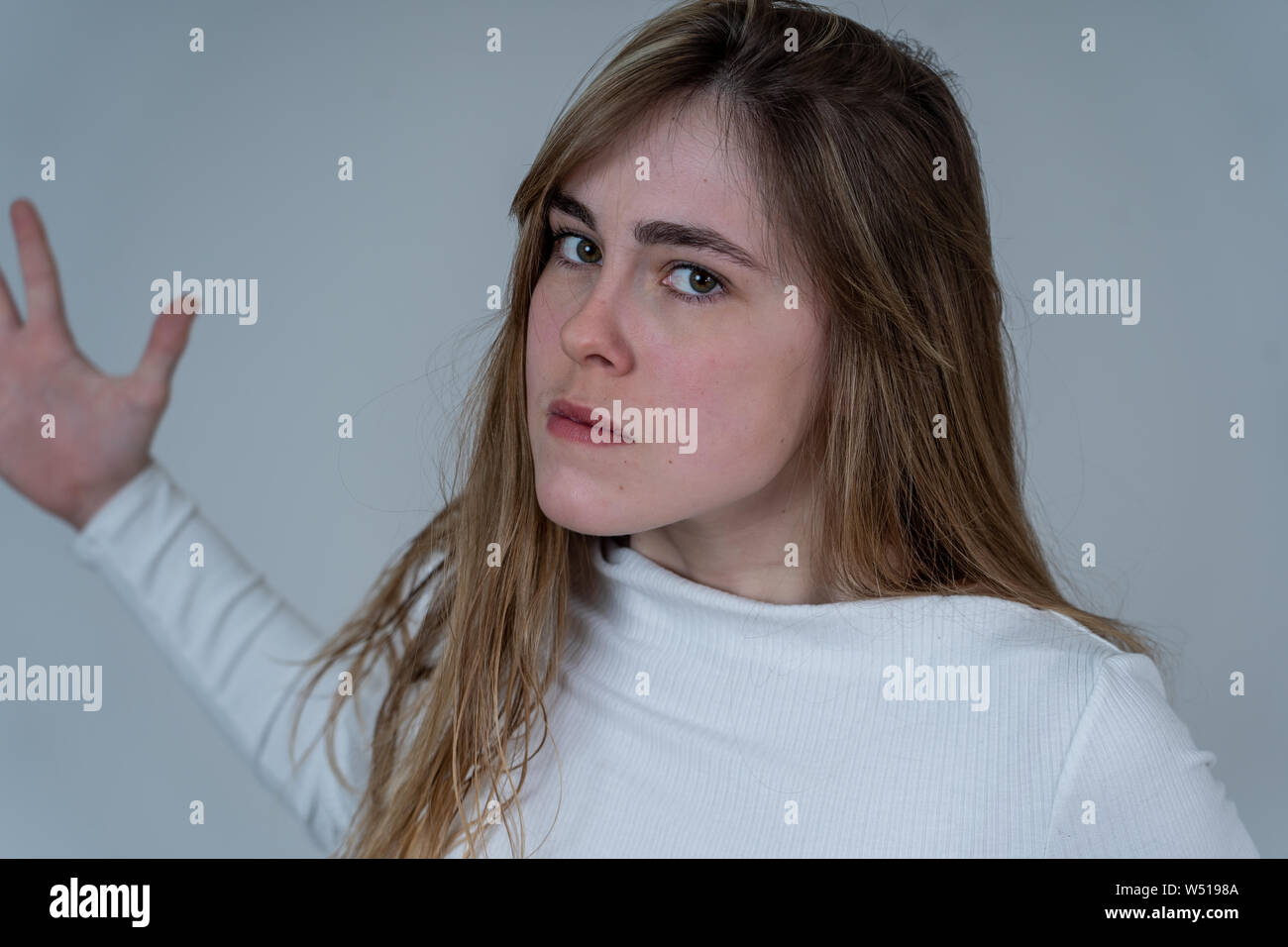 Annoyed irritated young teenager girl looking angry and mad. Feeling ...